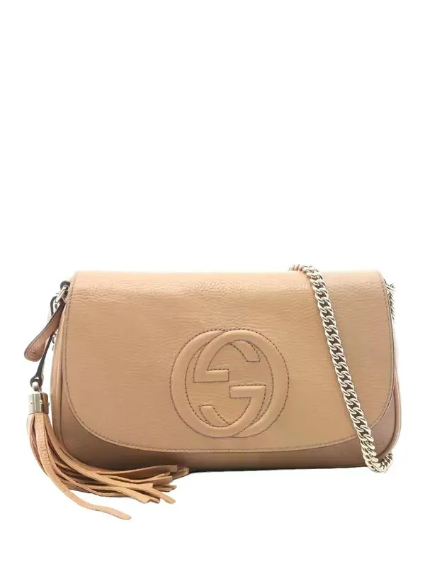 Gucci Interlocking G Chain Leather Shoulder Bag - Neutrals