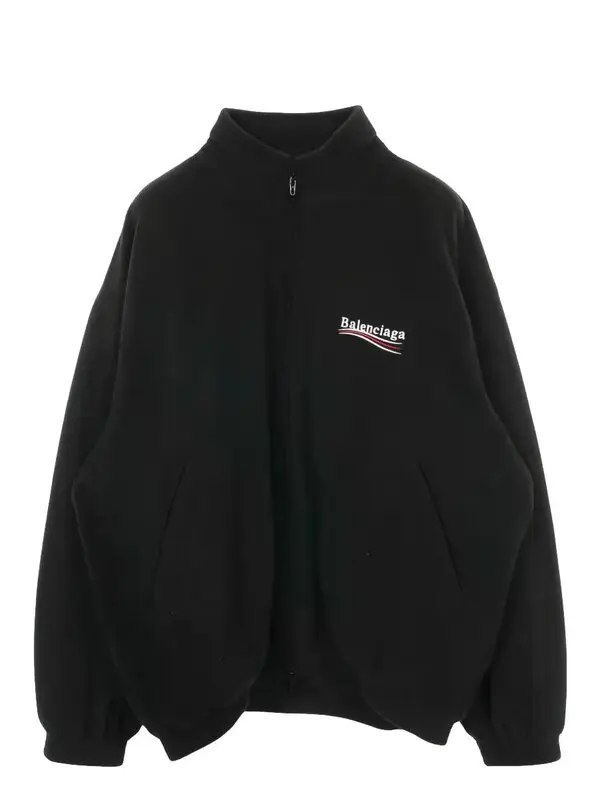 Balenciaga Embroidered Logo Oversized Jacket - Black