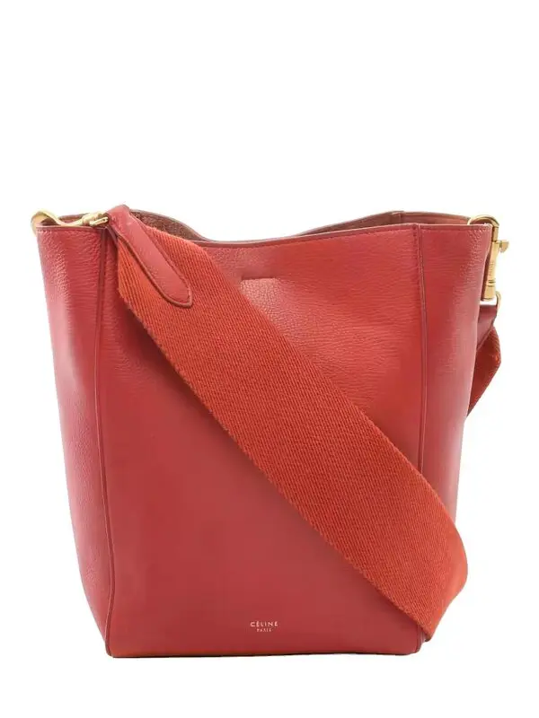Celine 2000s Small Sangle Leather Shoulder Bag - Red