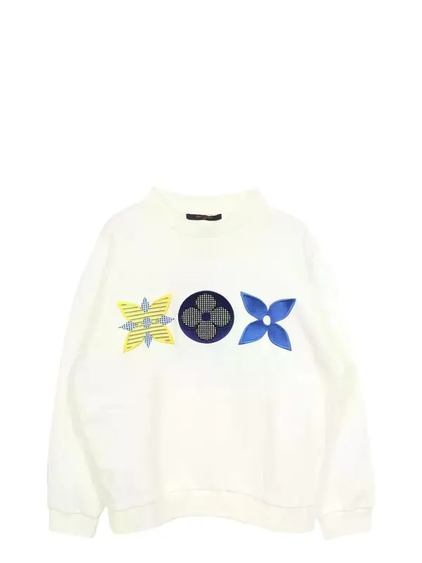 LOUIS VUITTON Monogram Flower Embroidered Sweatshirt - White