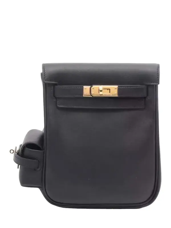 Hermès 2024 Leather Backpack With Gold Hardware - Black