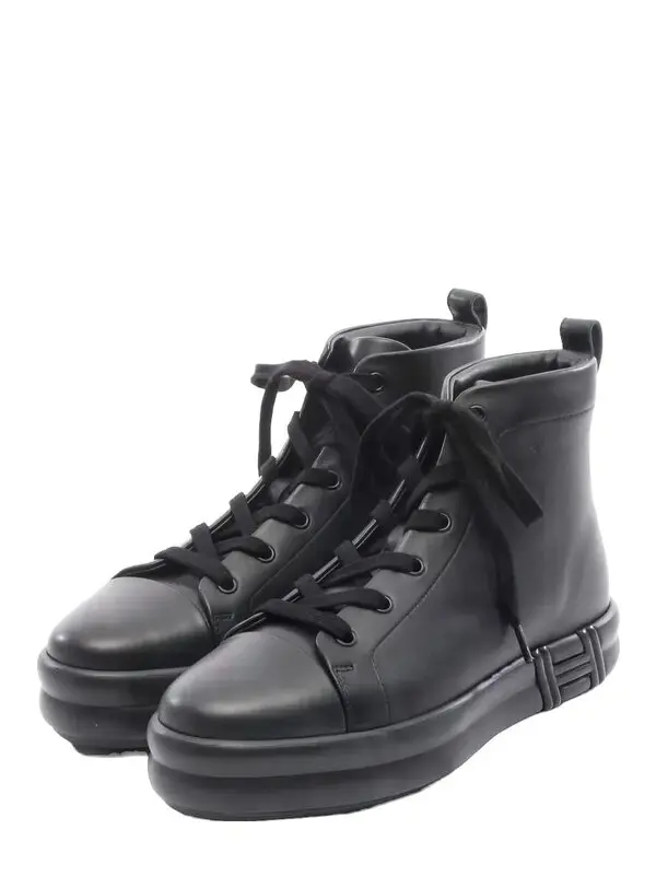 Hermès 2020s High-cut Leather Sneakers - Black