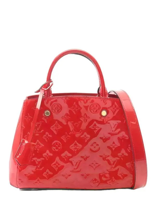 LOUIS VUITTON 2016 Monogram Embossed Leather Handbag - Red