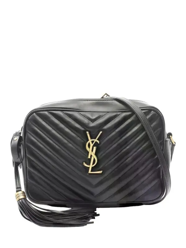 Saint Laurent 2010s Lou Chevron-pattern Leather Shoulder Bag - Black