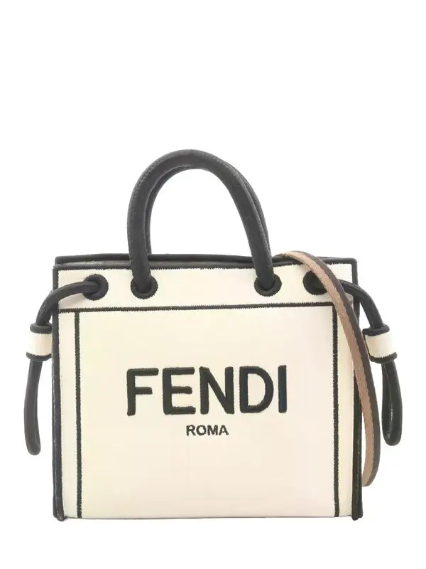 Fendi 2010s Logo Embroidery Tote Bag - Neutrals