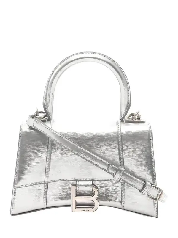 Balenciaga 2010s Xs Hourglass Leather Tote Bag - Silver
