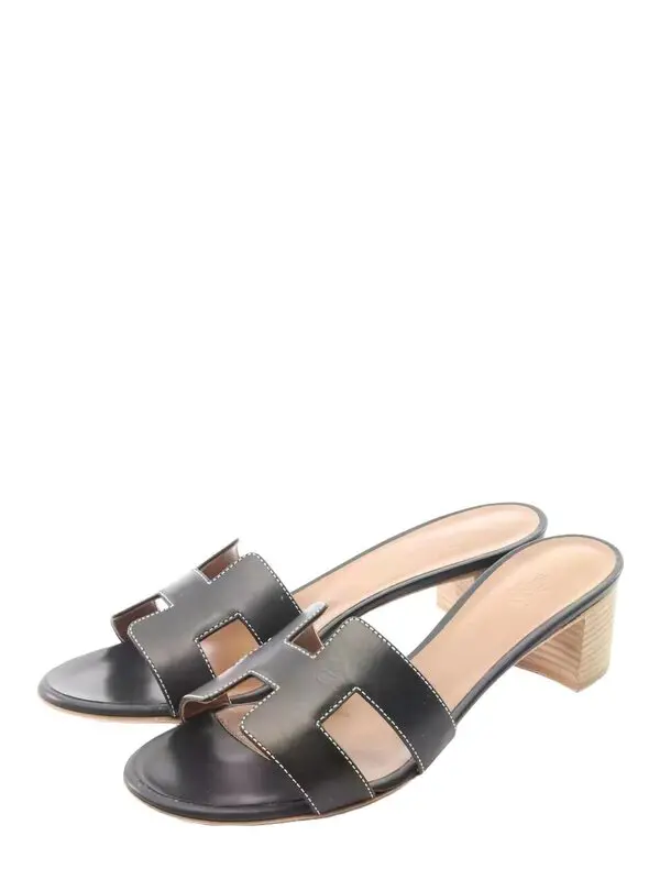Hermès 2010's Oasis Leather Mule Sandals - Black