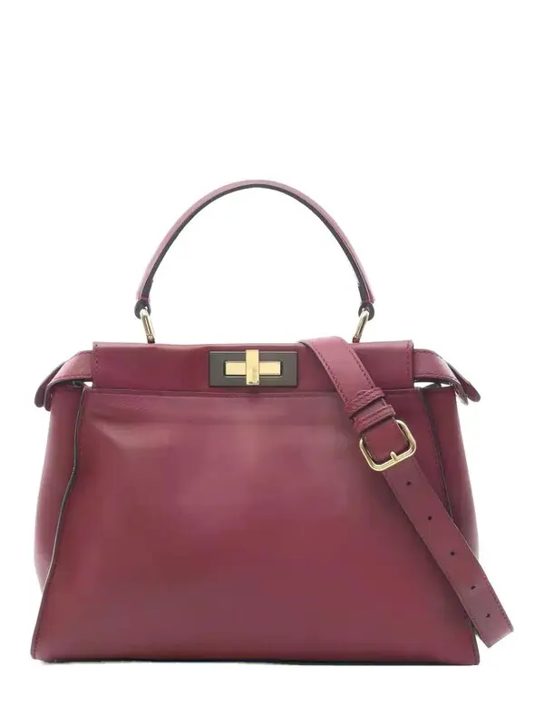 Fendi Peekaboo Leather Handbag - Purple