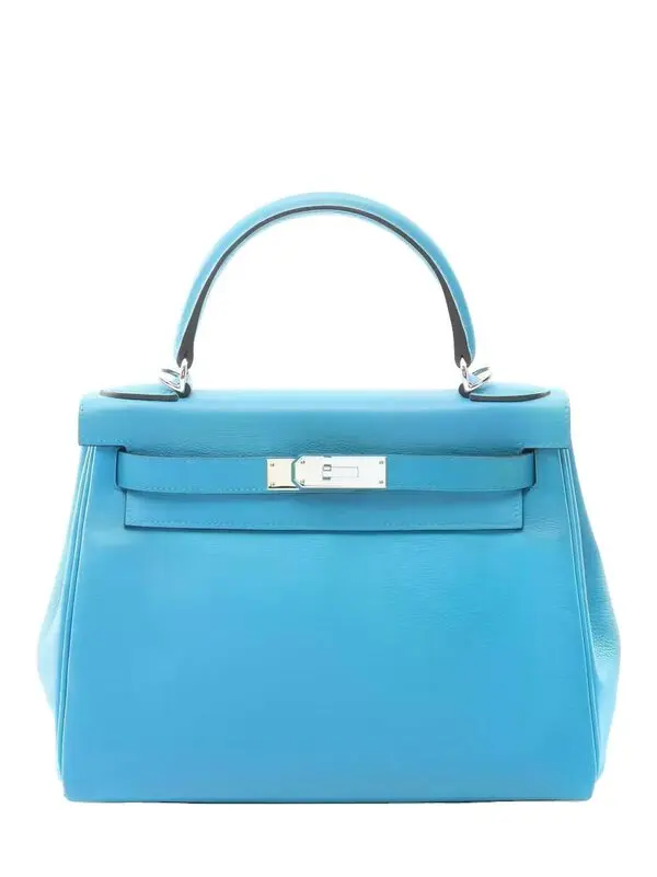 Hermès 2017 Kelly 28 Leather Handbag - Blue