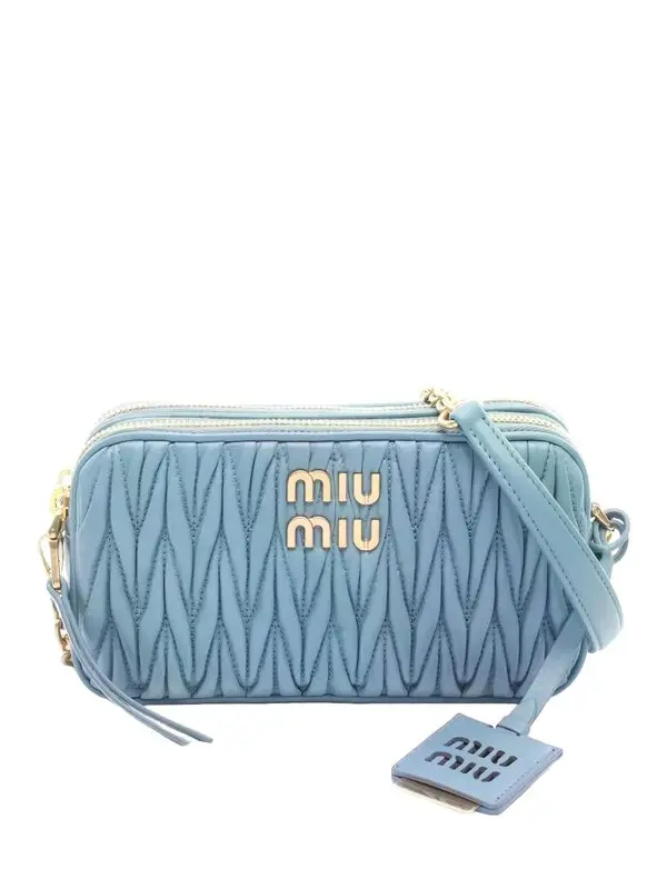 Miu Miu Matelassé Nappa-leather Shoulder Bag - Blue