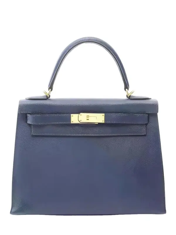 Hermès 2021 28 Kelly Grained Leather Tote - Blue