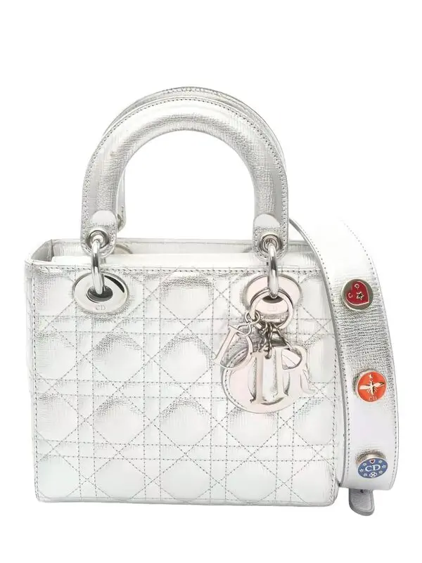 Dior 2000s Lady Canage Leather Tote Bag - Silver