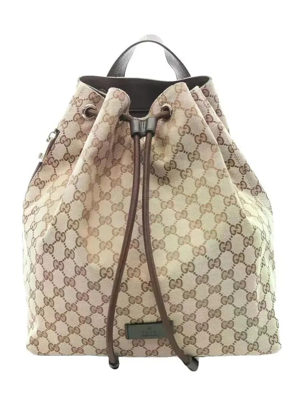Gucci 2010s Canvas Leather Backpack - Neutrals