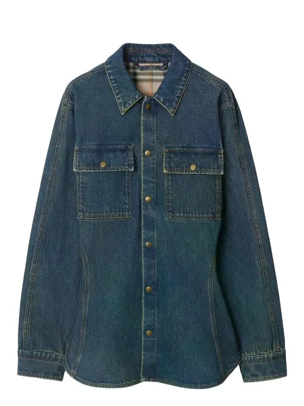 Burberry Press-stud Denim Shirt - Blue