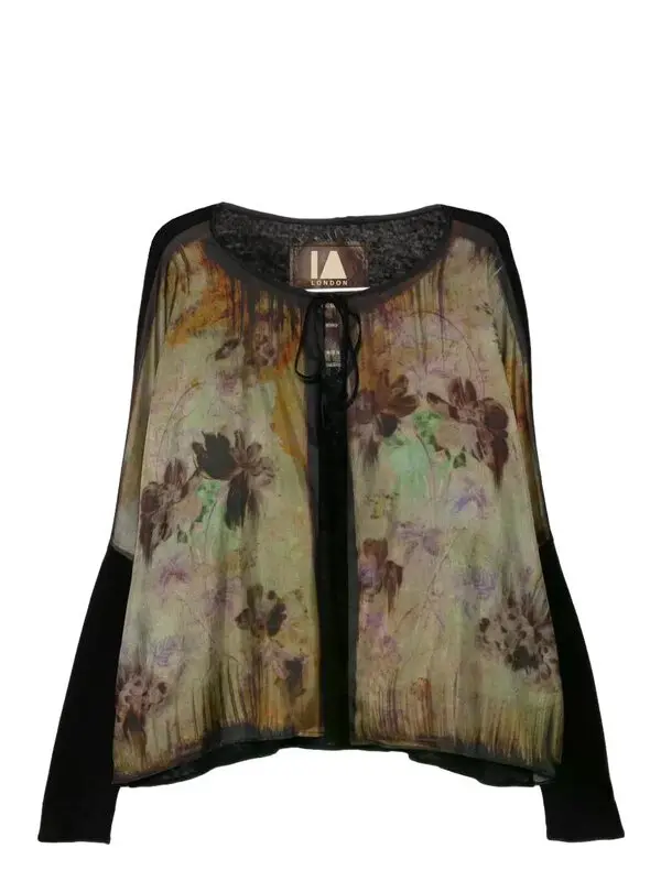 IA LONDON Floral-print Tie-neck Knitwear - Black