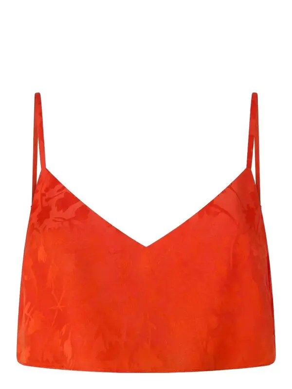 Pinko V-neck Floral Jacquard Crop Top - Orange