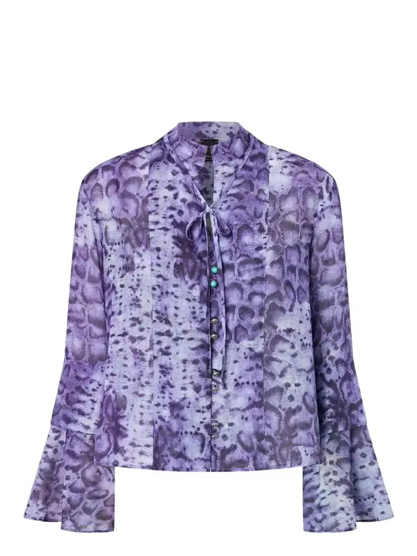 Pinko Snake-print Flared Blouse - Purple