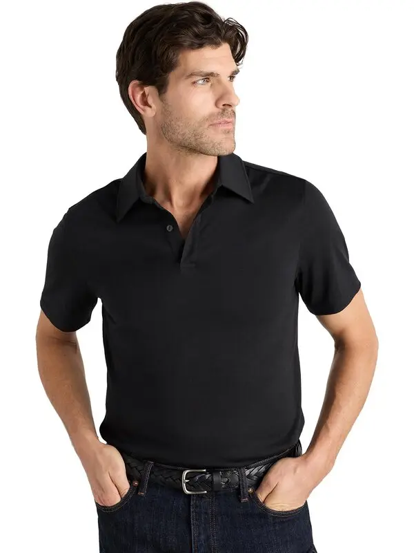 Quince Extra-fine Australian Merino Polo - Black