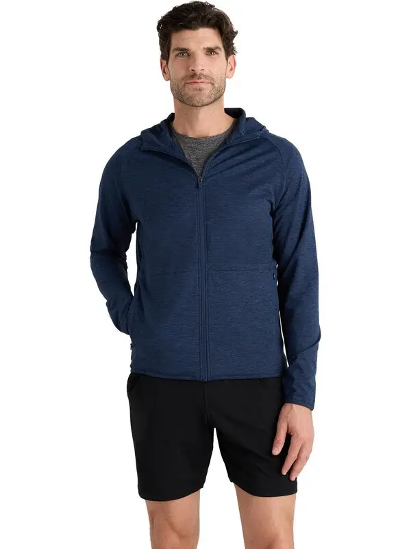Quince Flowknit Performance Zip Hoodie - Heather Navy
