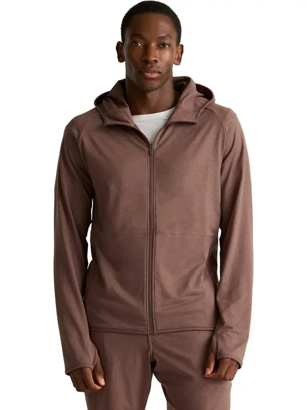 Quince Flowknit Performance Zip Hoodie - Heather Sable