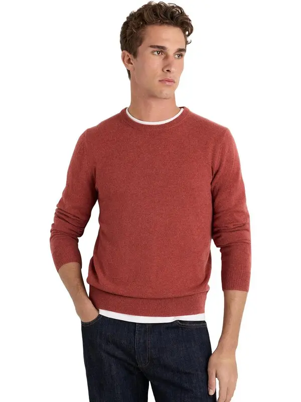 Quince Cashmere Crewneck Sweater - Heather Burnt Red