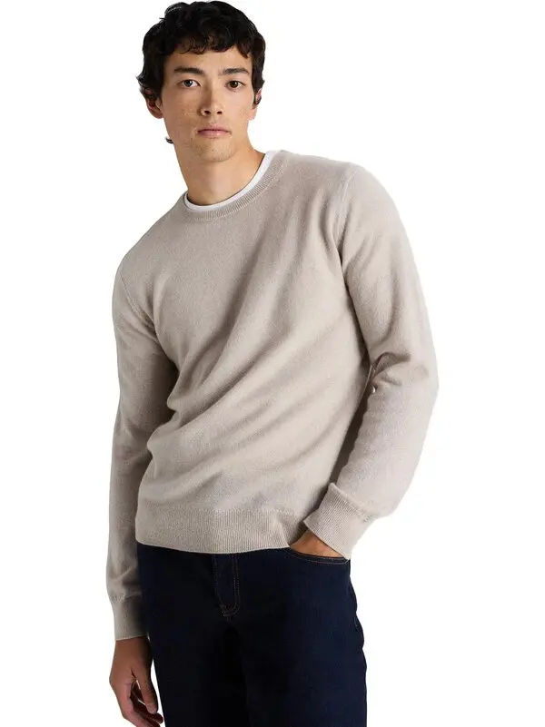 Quince Cashmere Crewneck Sweater - Heather Cloud Beige