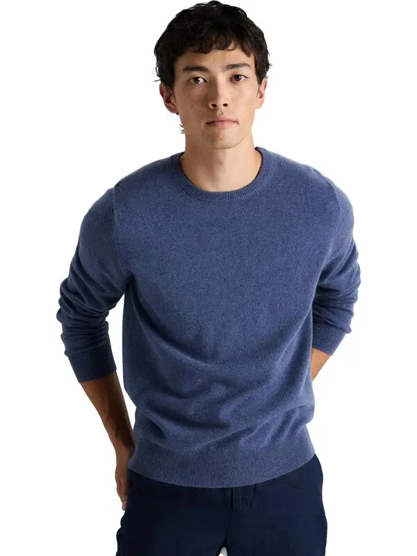 Quince Cashmere Crewneck - Heather Storm Blue