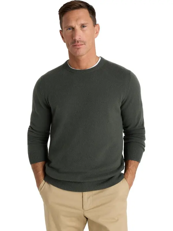 Quince Cashmere Crewneck Sweater - Moss