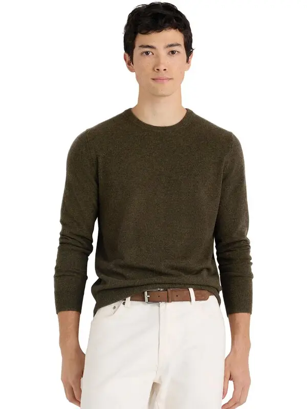 Quince Cashmere Crewneck Sweater - Olive Twist