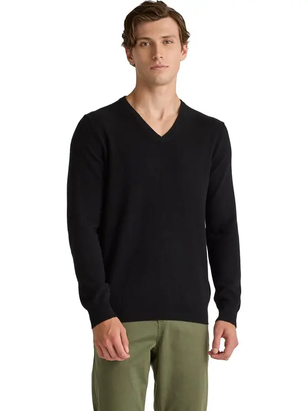 Quince Cashmere V-neck Sweater - Black