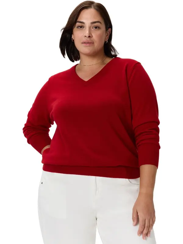 Quince Cashmere V-neck Sweater - Varsity Red