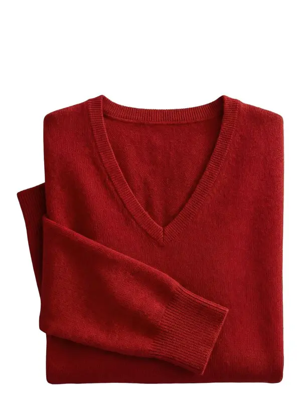 Quince Cashmere V-neck Sweater - Varsity Red