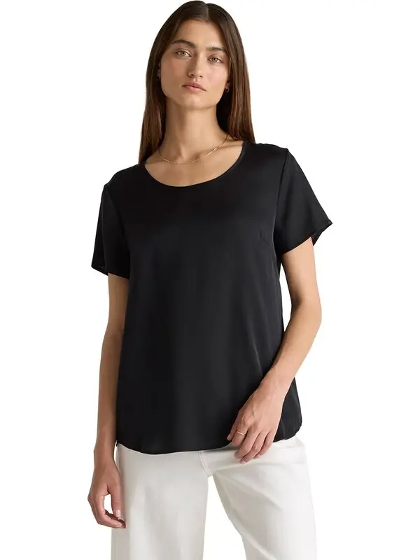 Quince Washable Silk Stretch T-shirt - Black