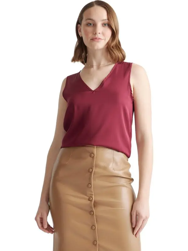 Quince Washable Stretch Silk Tank Top - Burgundy