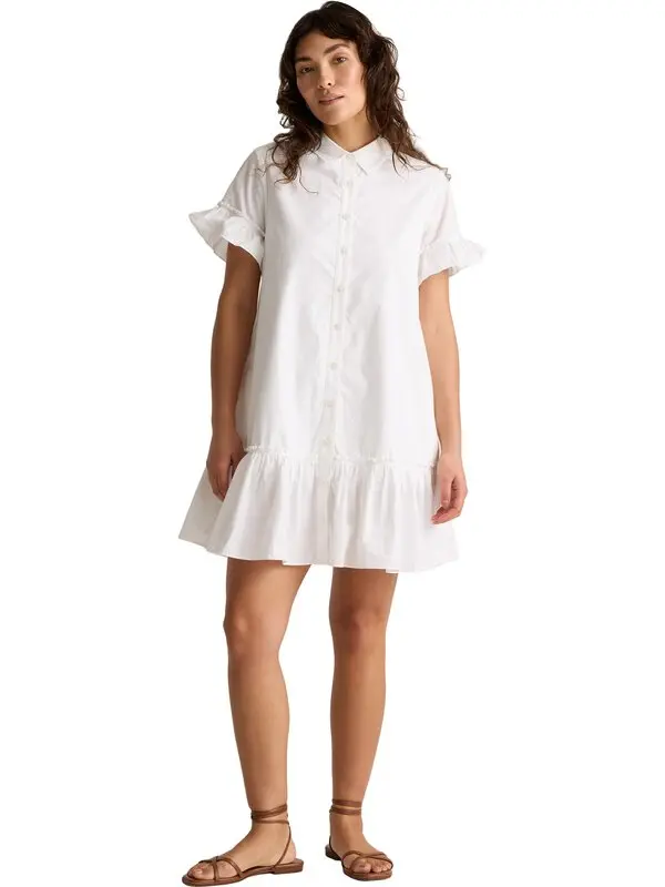 Quince Long Sleeve Mini Dress - Classic White