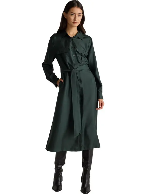 Quince Long Sleeve Mini Dress - Forest Green