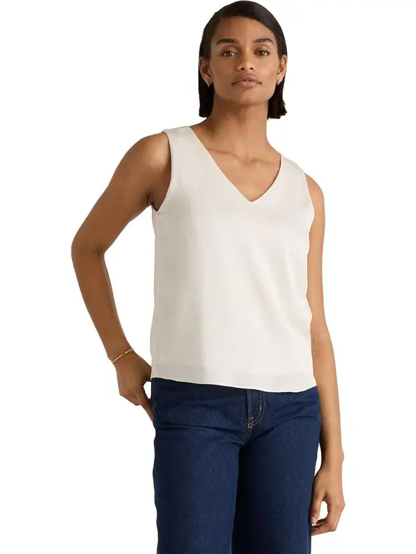 Quince Washable Stretch Silk Tank Top - Ivory