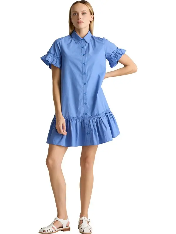 Quince Long Sleeve Mini Dress - True Blue