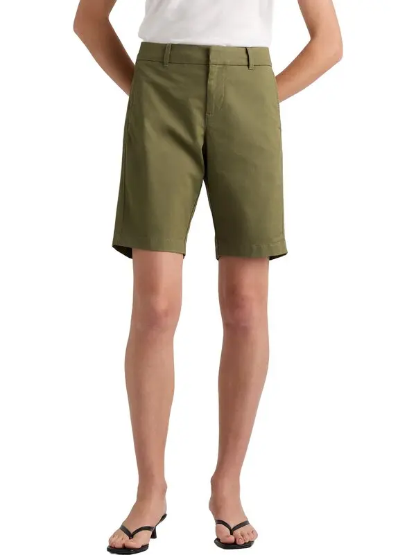 Quince Organic Stretch Cotton Chino Bermuda Shorts - Bayberry Olive