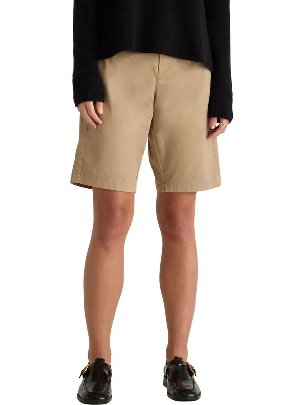 Quince Organic Stretch Cotton Chino Bermuda Shorts - Light Khaki