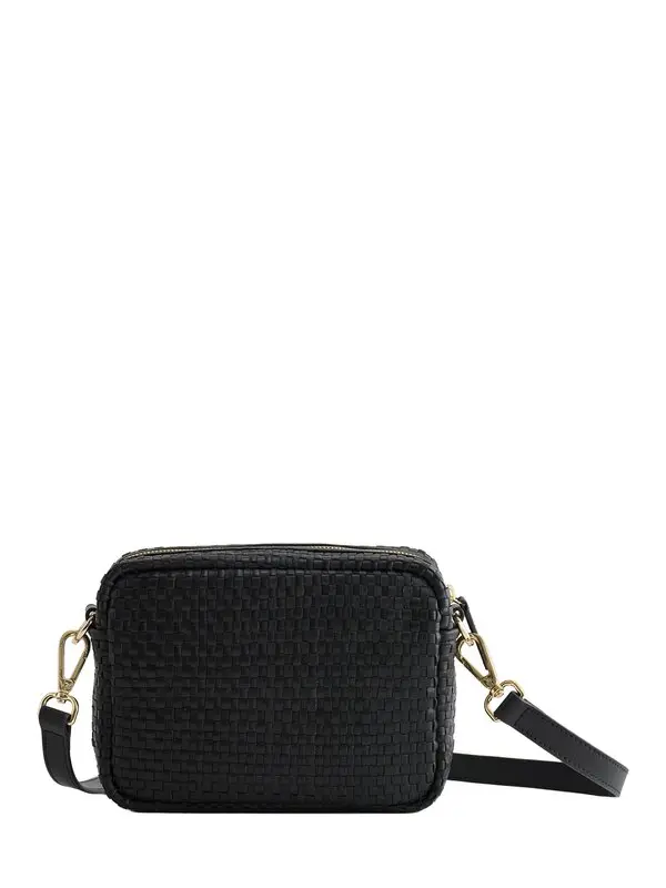 Quince Italian Leather Handwoven Crossbody - Black