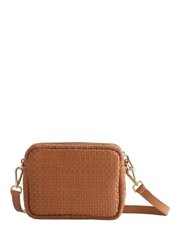 Quince Italian Leather Handwoven Crossbody - Cognac