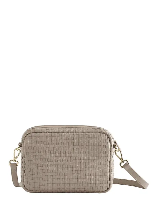 Quince Italian Leather Handwoven Crossbody - Taupe