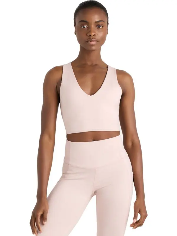 Quince Super Soft Performance Cropped Tank Top - Heather Shell Pink