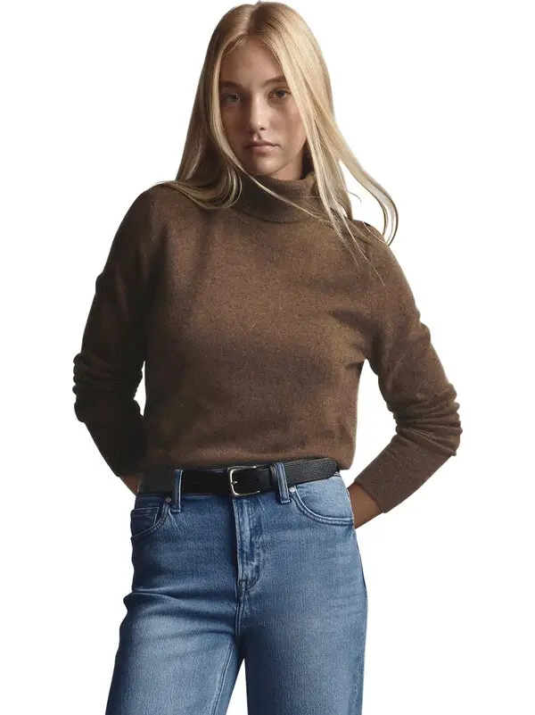 Quince Cashmere Turtleneck Sweater - Brown