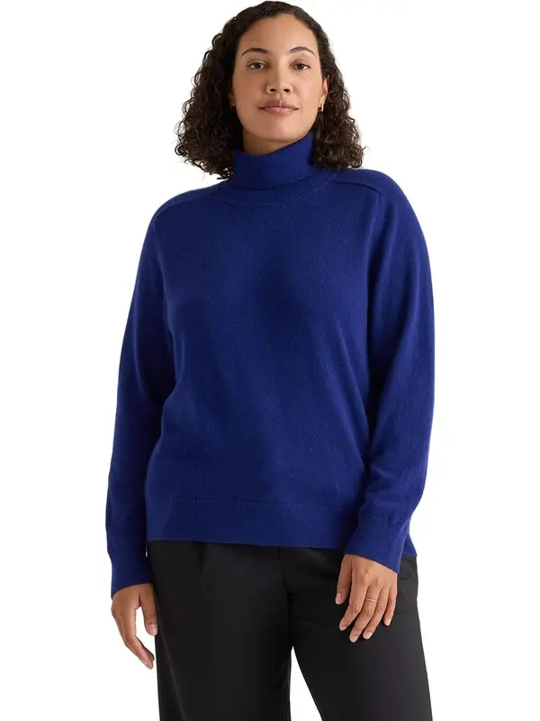 Quince Cashmere Turtleneck Sweater - Deep Ocean