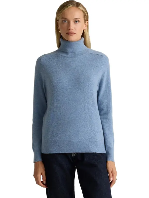 Quince Cashmere Turtleneck Sweater - Faded Denim