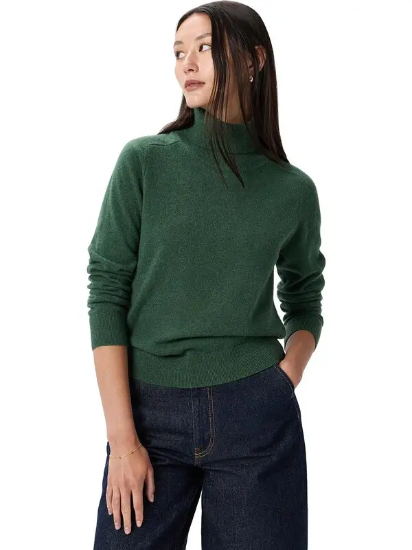 Quince Cashmere Turtleneck Sweater - Forest Floor Green