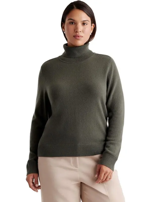 Quince Cashmere Turtleneck Sweater - Moss