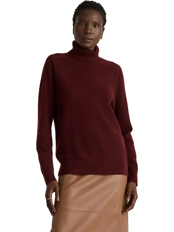 Quince Cashmere Turtleneck Sweater - Rich Burgundy
